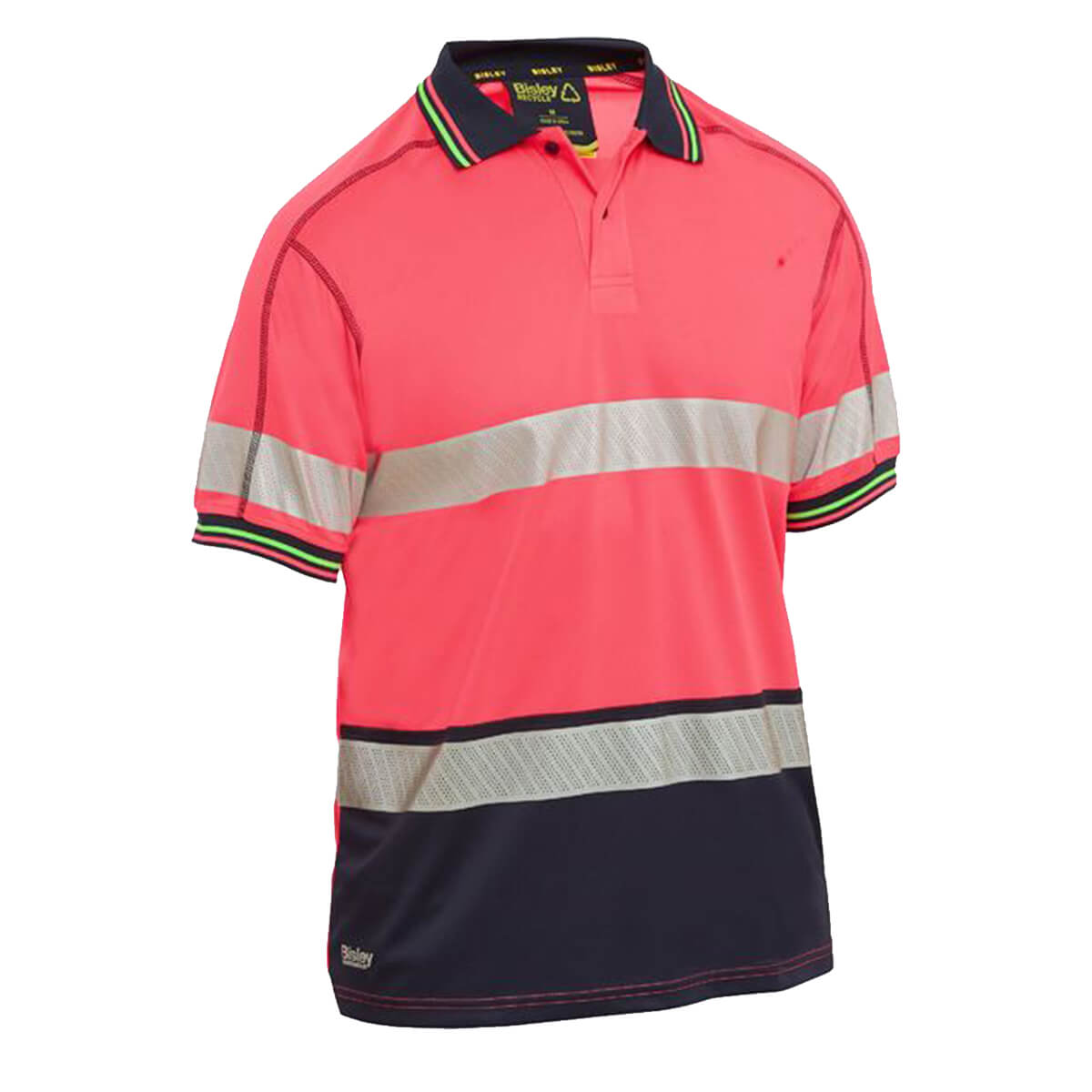 Bisley BK1219T Taped Two Tone Hi-Vis Polyester Mesh Polo Short Sleeve ...